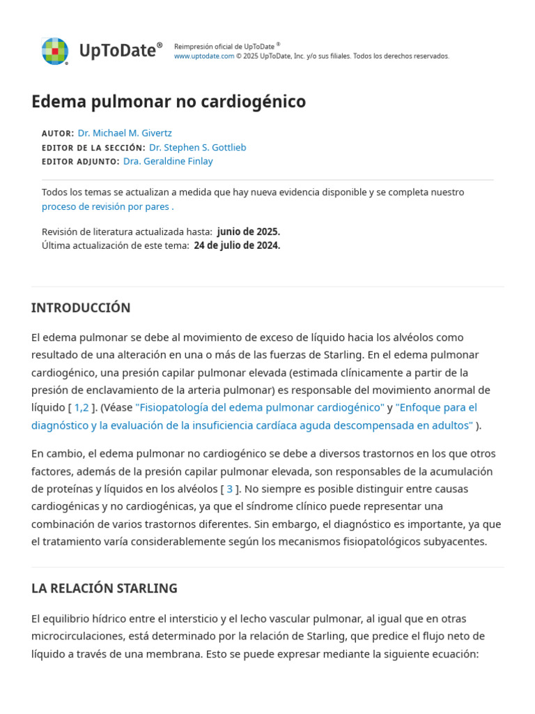 Edema Pulmonar No Cardiogénico: Causas y Diagnóstico | PDF ...