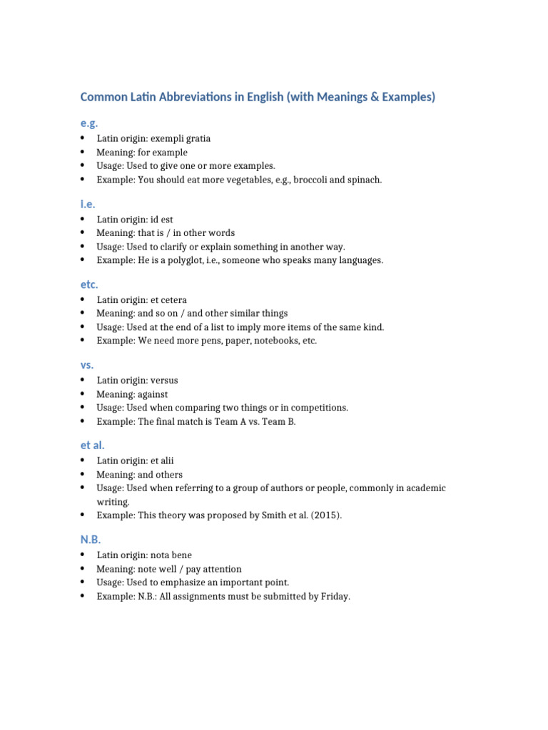 Common Latin Abbreviations Explained | PDF