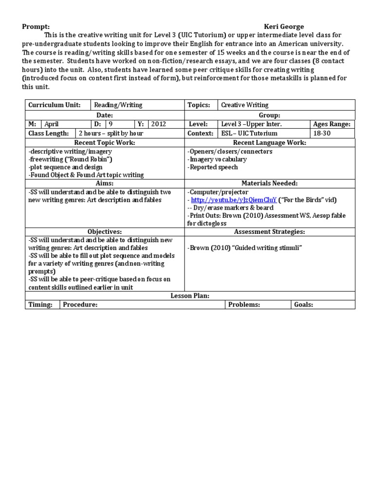 Lesson Plan 2 | PDF | Fable | Lesson Plan