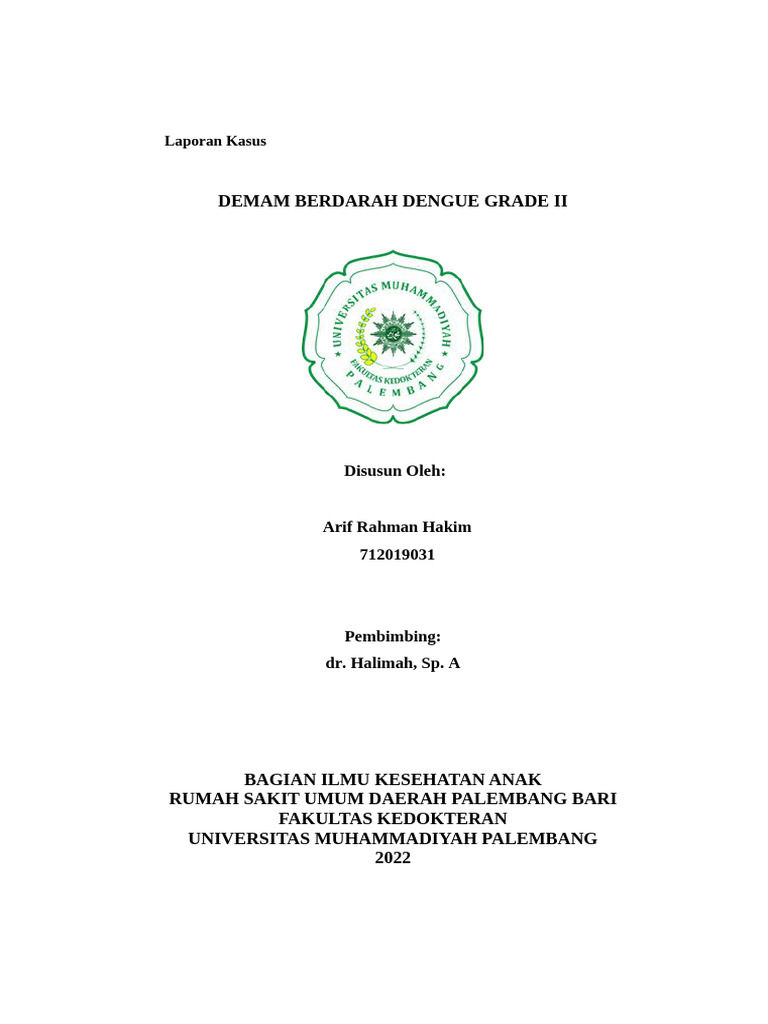 Laporan Kasus DBD - Arif Rahman Hakim | PDF