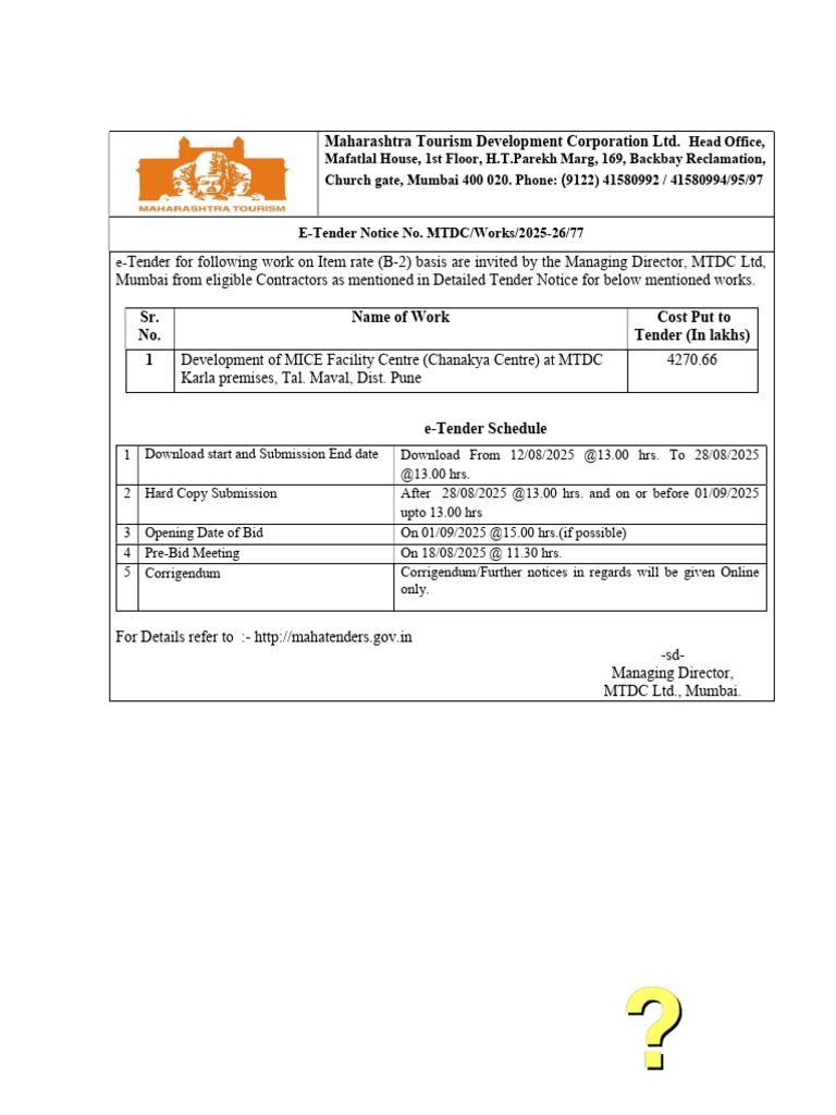 Tendernotice 1 | PDF