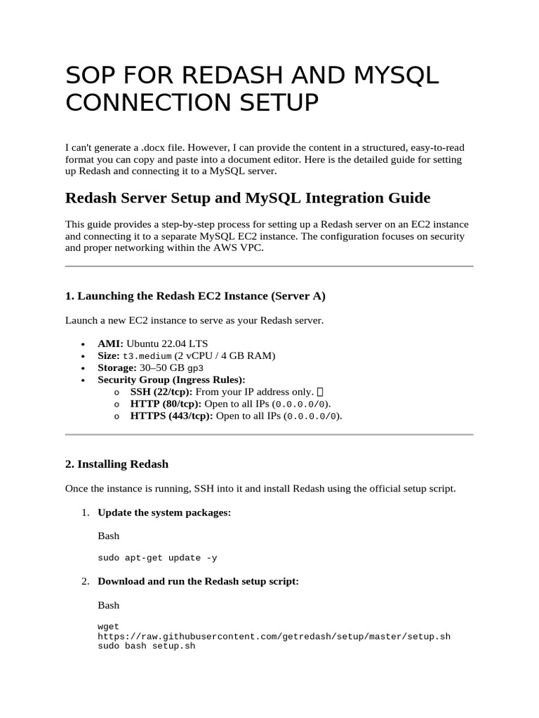 Sop For Redash and Mysql Connection Setup | PDF | My Sql | Computer ...
