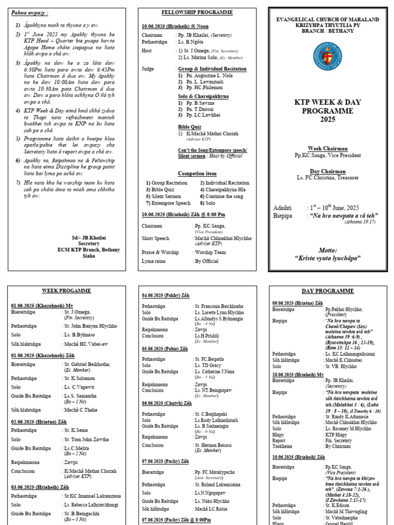 KTP Week & Day Programme 2025 | PDF