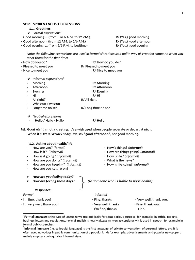 Spoken English Expressions Guide | PDF