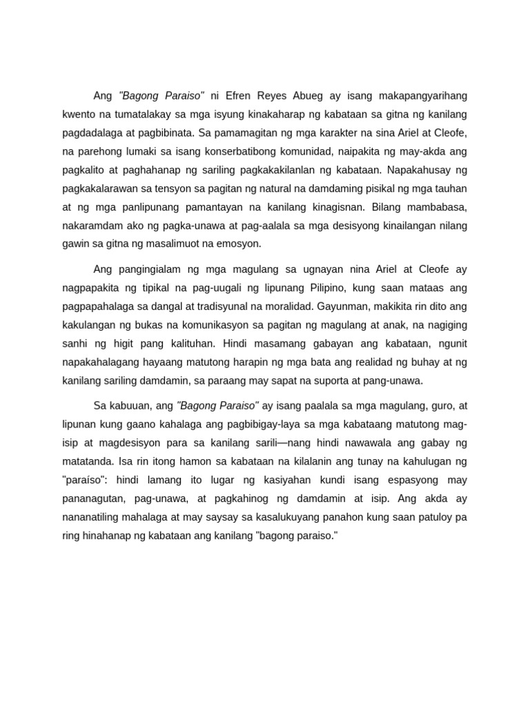 Ang Bagong Paraiso | PDF