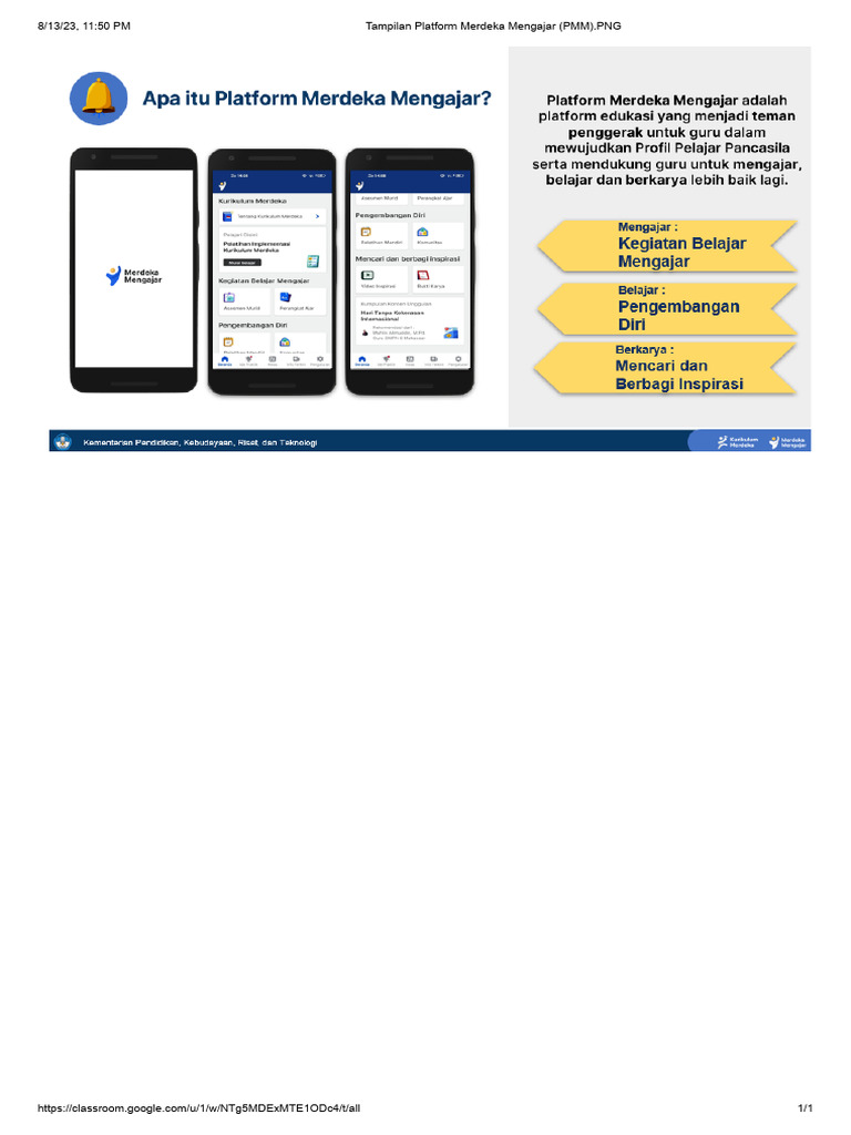 Tampilan Platform Merdeka Mengajar (PMM) .PNG | PDF