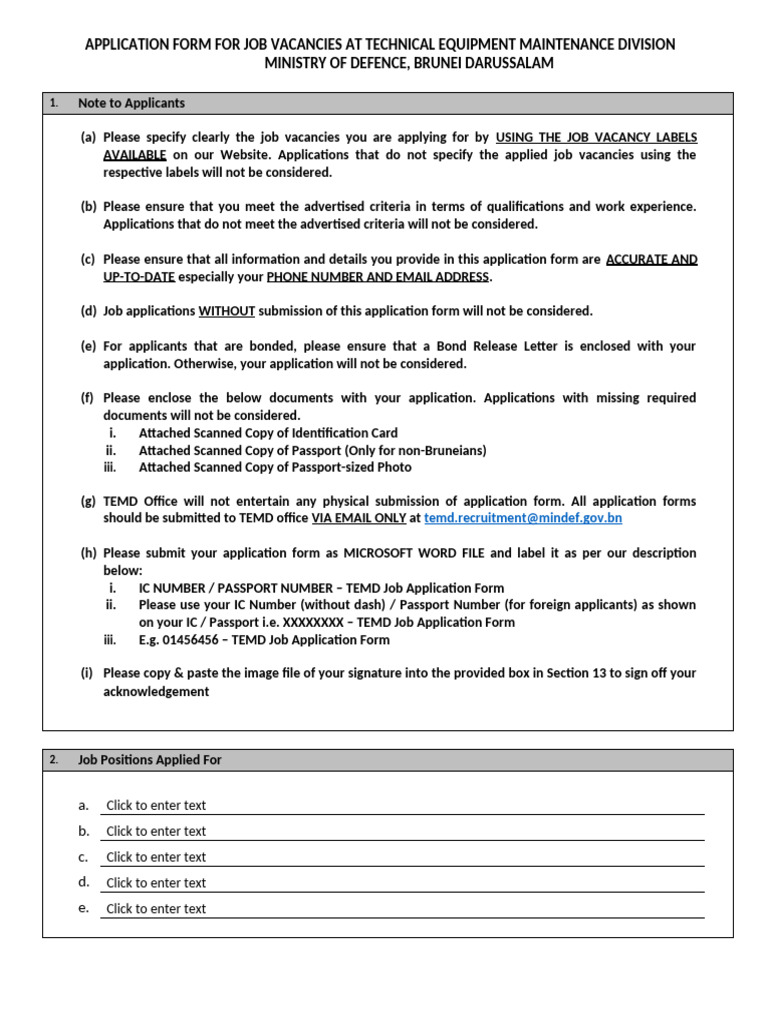 TEMD Job Application Form | PDF | Identity Document | Passport