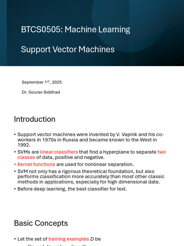 ML - 05 SVM | PDF | Support Vector Machine | Mathematical Optimization