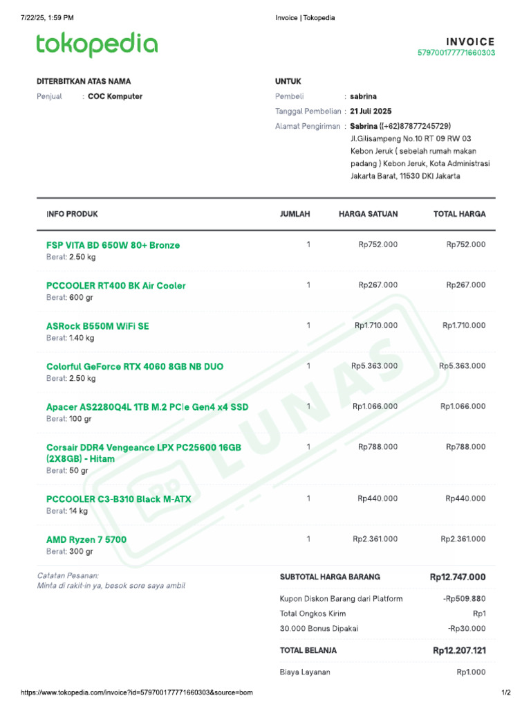 Inv PC COC | PDF