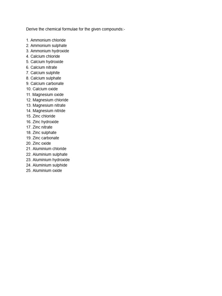 Chemical Formulae | PDF
