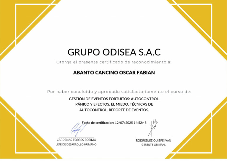 Gestión de Eventos Fortuitos y Autocontrol | PDF