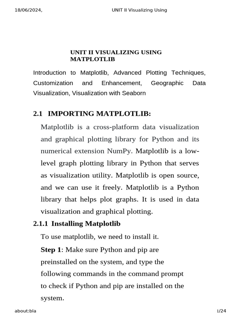 UNIT II Visualizing Using Matplotlib-Updated | PDF