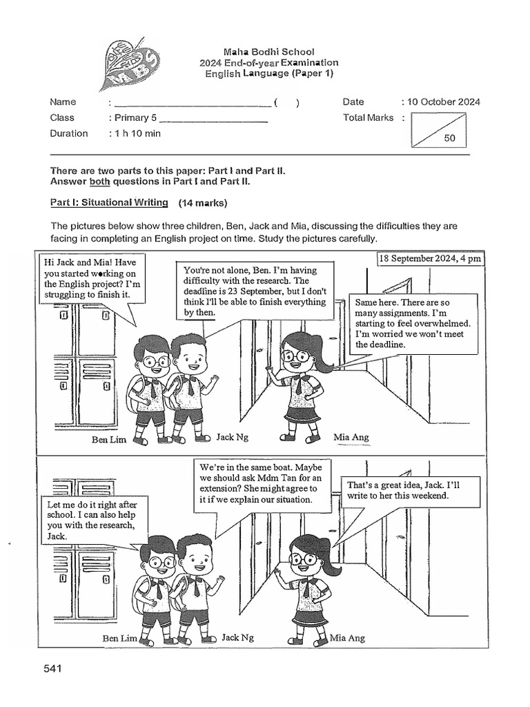 P5 English EOY 2024 MahaBodhi Exam Papers | PDF | Tests | Educational ...