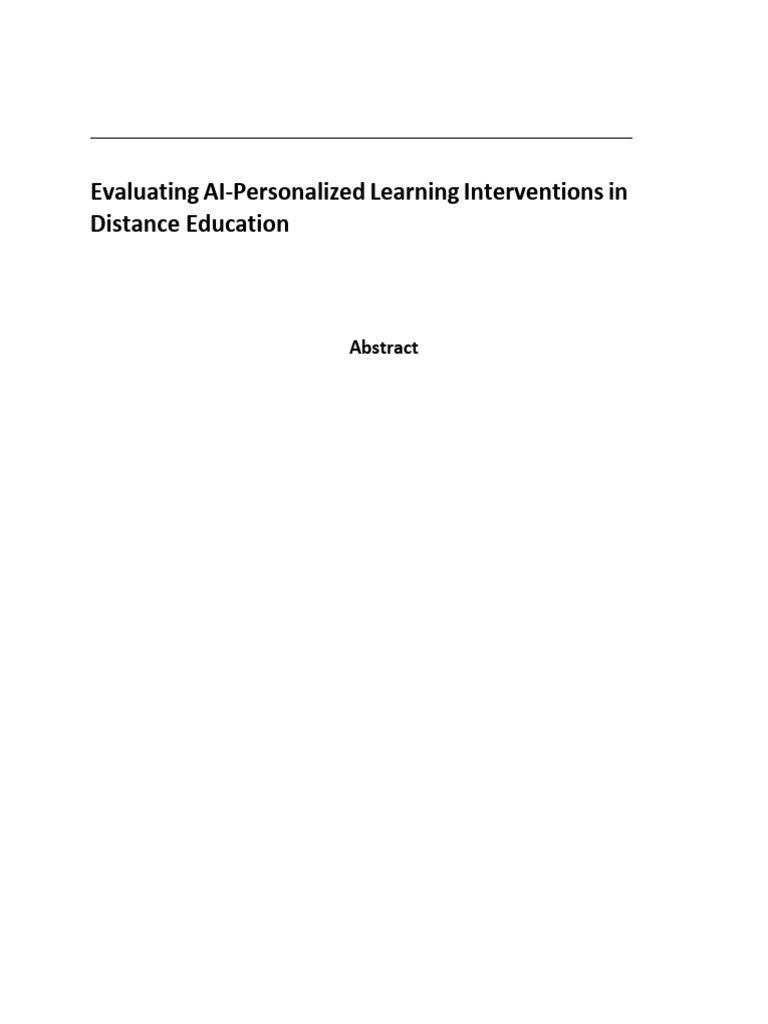 Evaluating AI-Personalized Learning Interventions in Distance Education ...