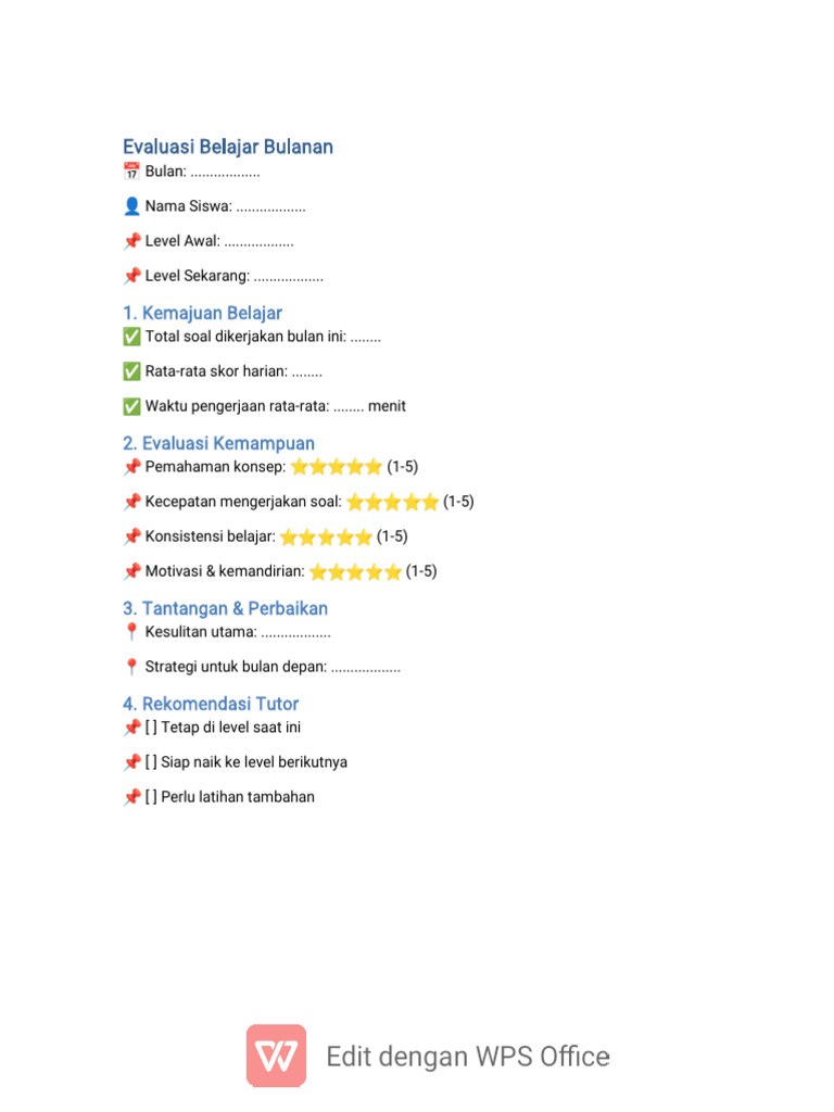 Evaluasi Belajar Bulanan | PDF