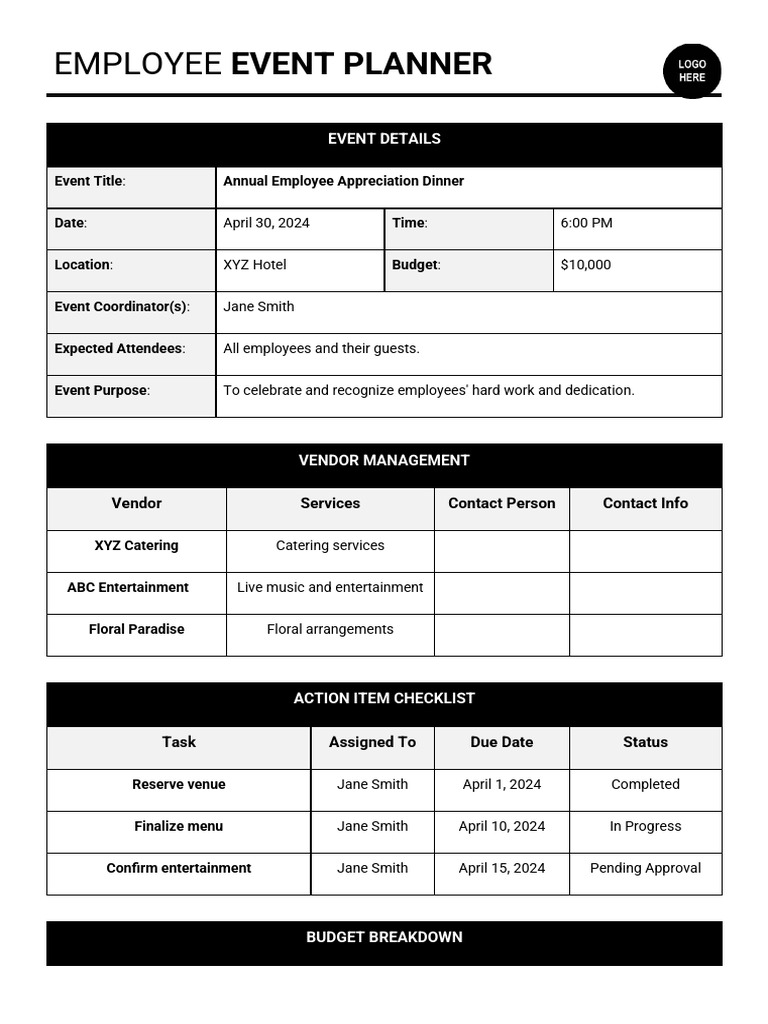 Employee Event Planner (A4) | PDF