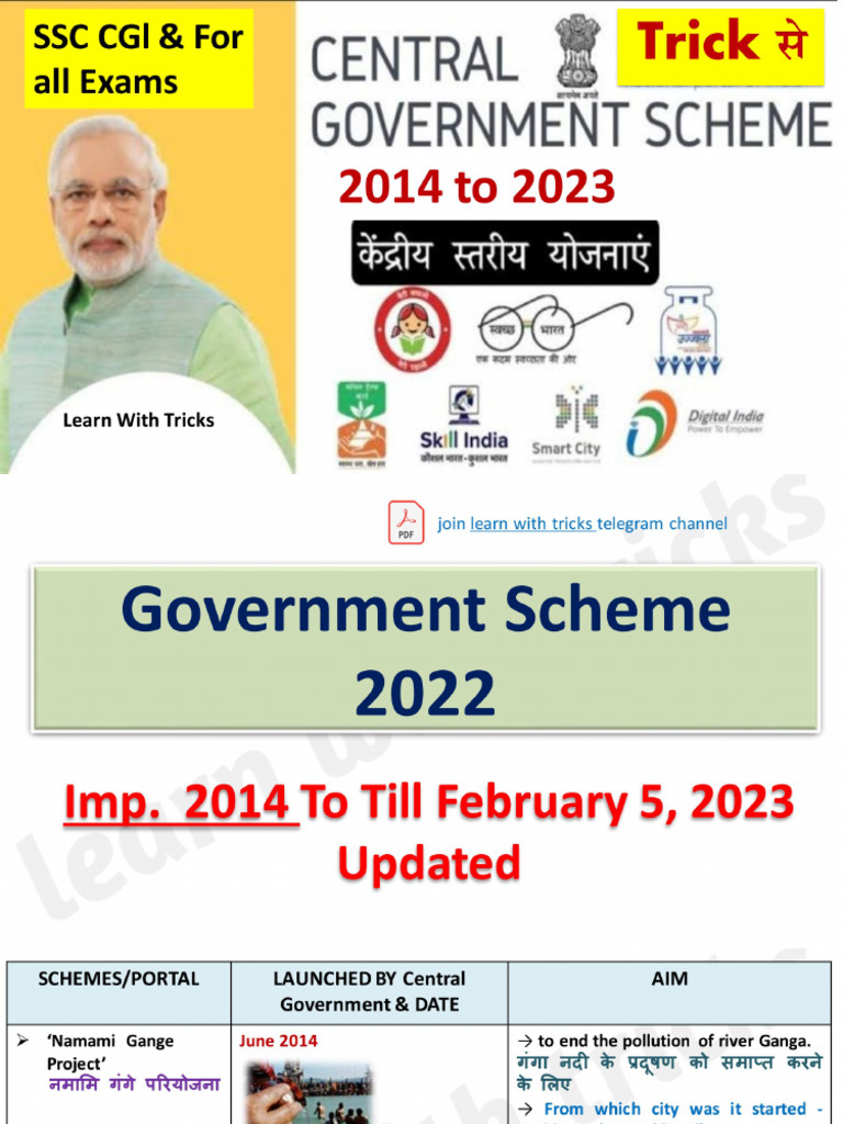 Central Gov Schemes 2014 To January 2023 | PDF