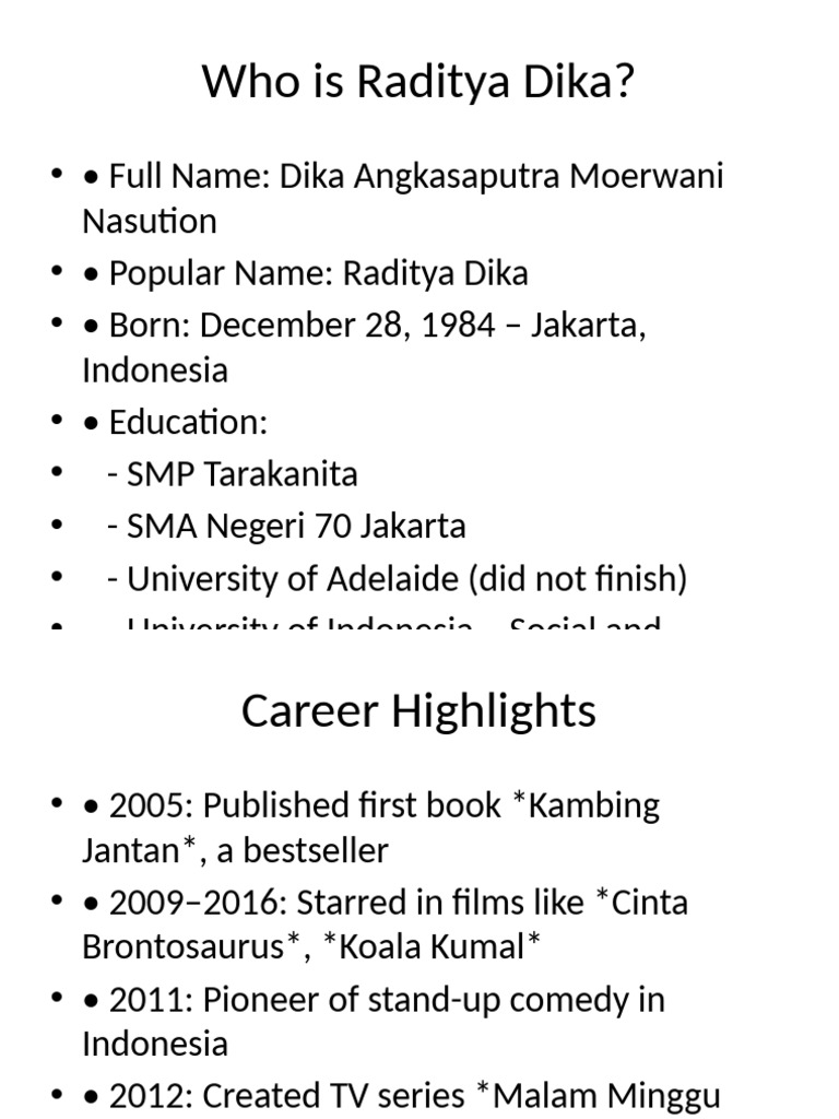Raditya Dika Presentation | PDF