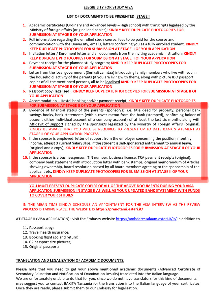 Study Visa Document Requirements Guide | PDF | Travel Visa | Passport