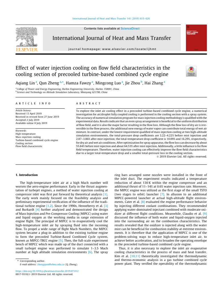 Effect of Water Injection Cooling on Flow Field Char 2019 International ...