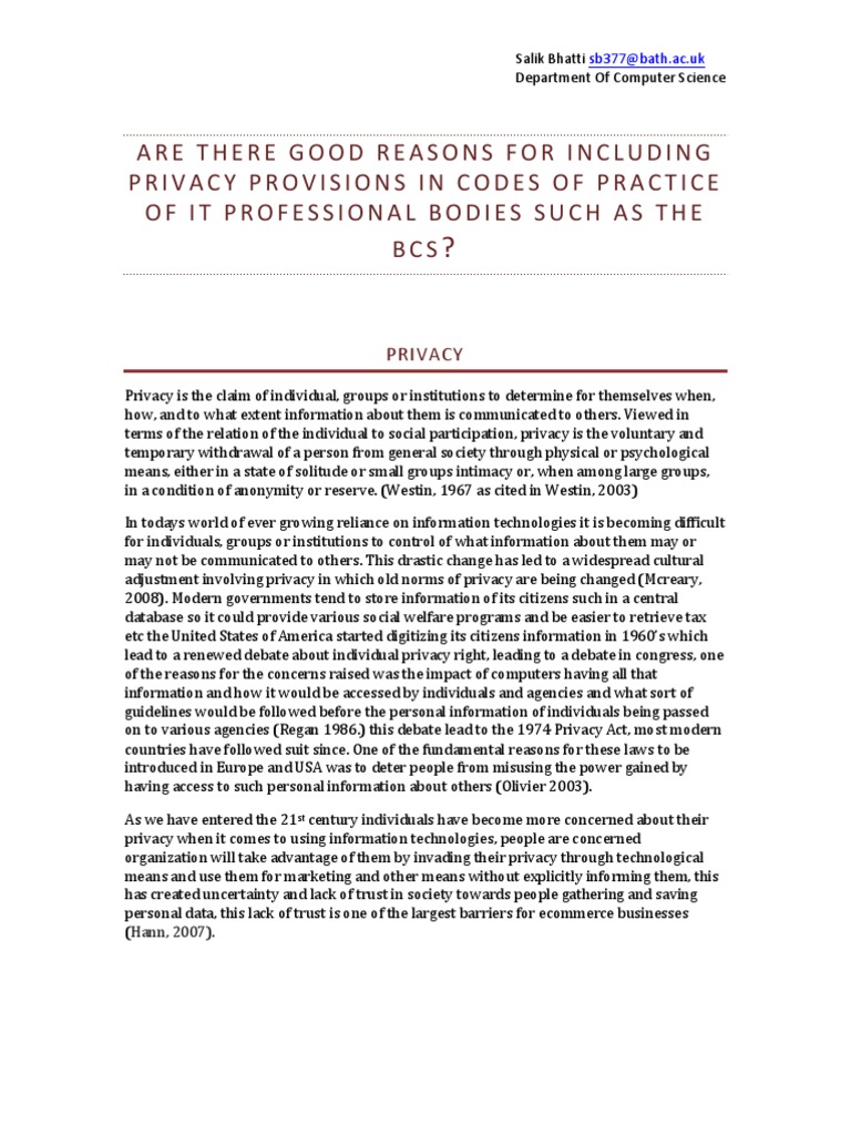 Essay | PDF | Privacy | Internet Privacy