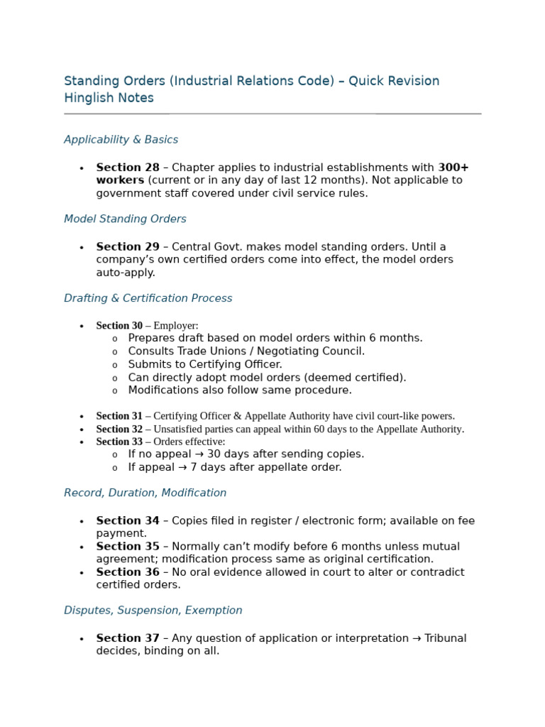 Standing Order Summary. | PDF