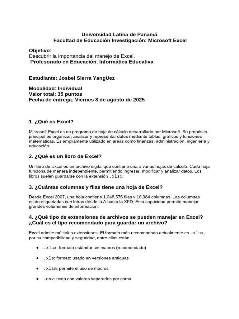 Investigación - Microsoft Excel | PDF | Microsoft Excel | Informática