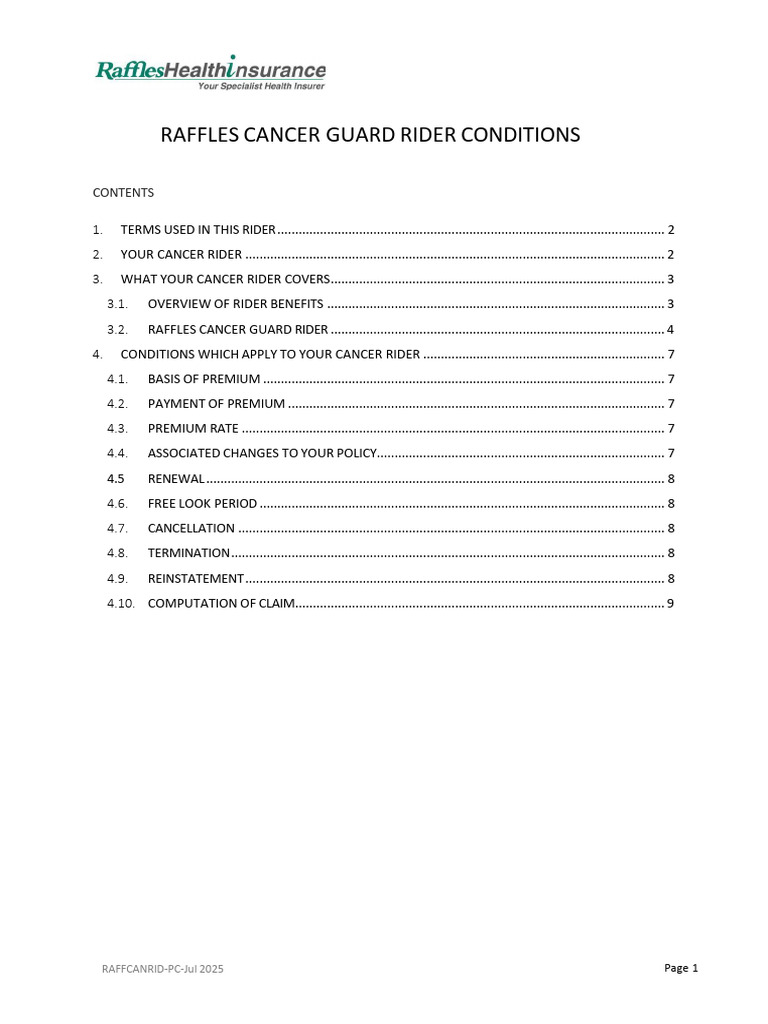 Raffles Cancer Guard Rider Overview | PDF | Traditional Chinese ...