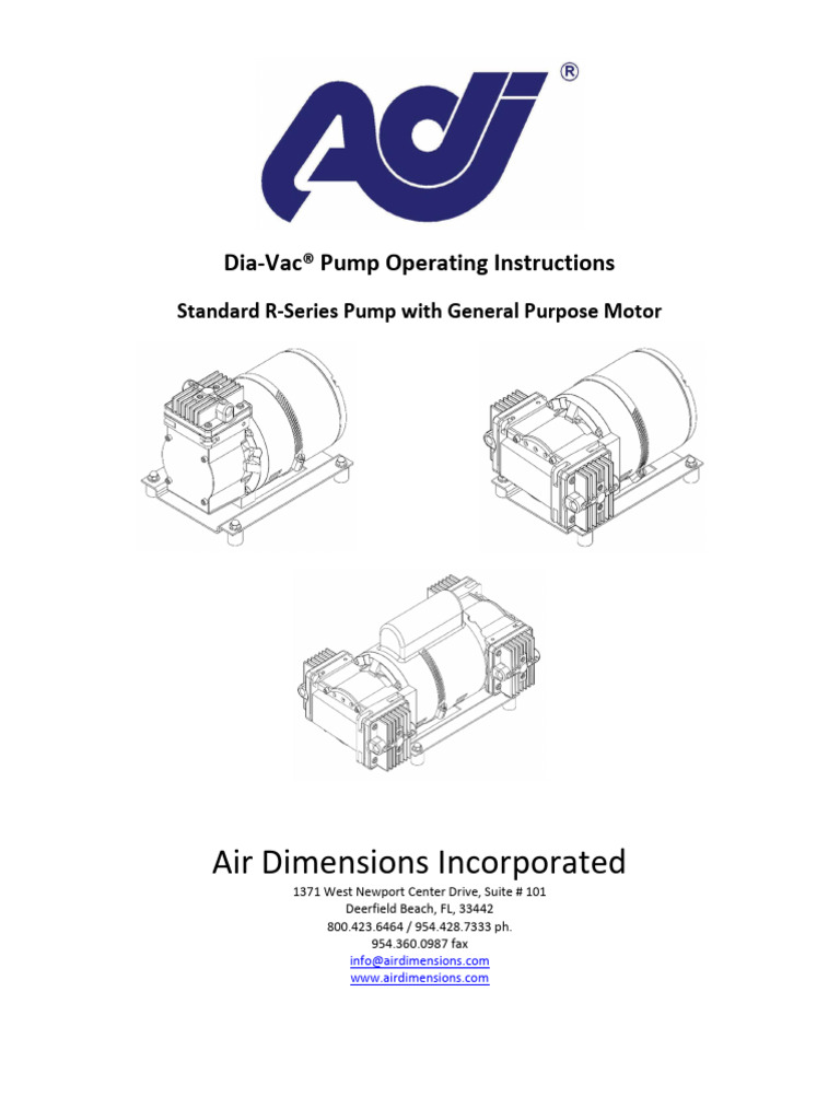 Dia-Vac® R-Series Pump Instructions | PDF | Pump | Screw