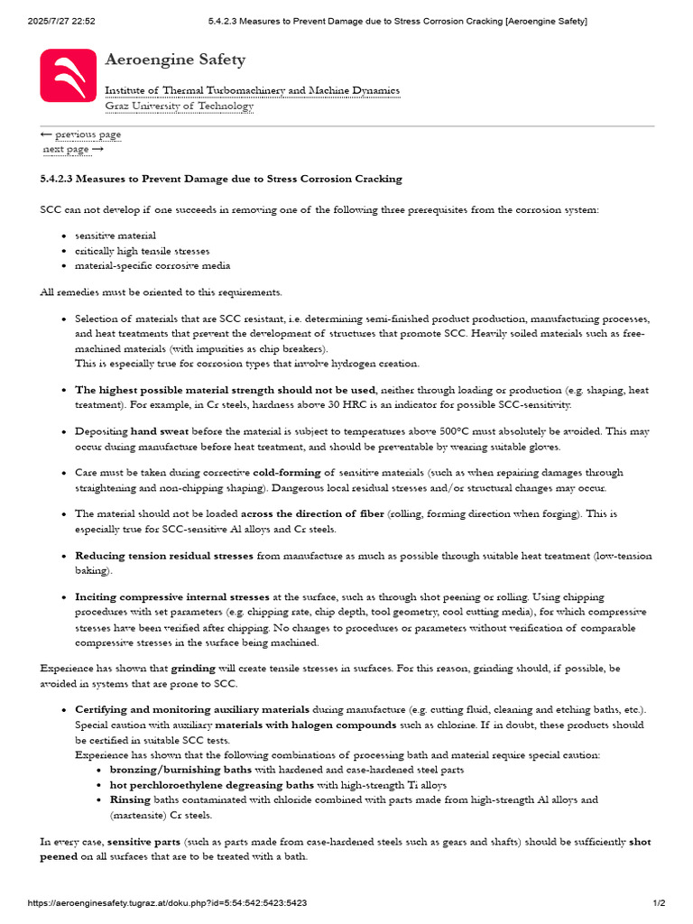 5.4.2.3 Measures To Prevent Damage Due To Stress Corrosion Cracking ...