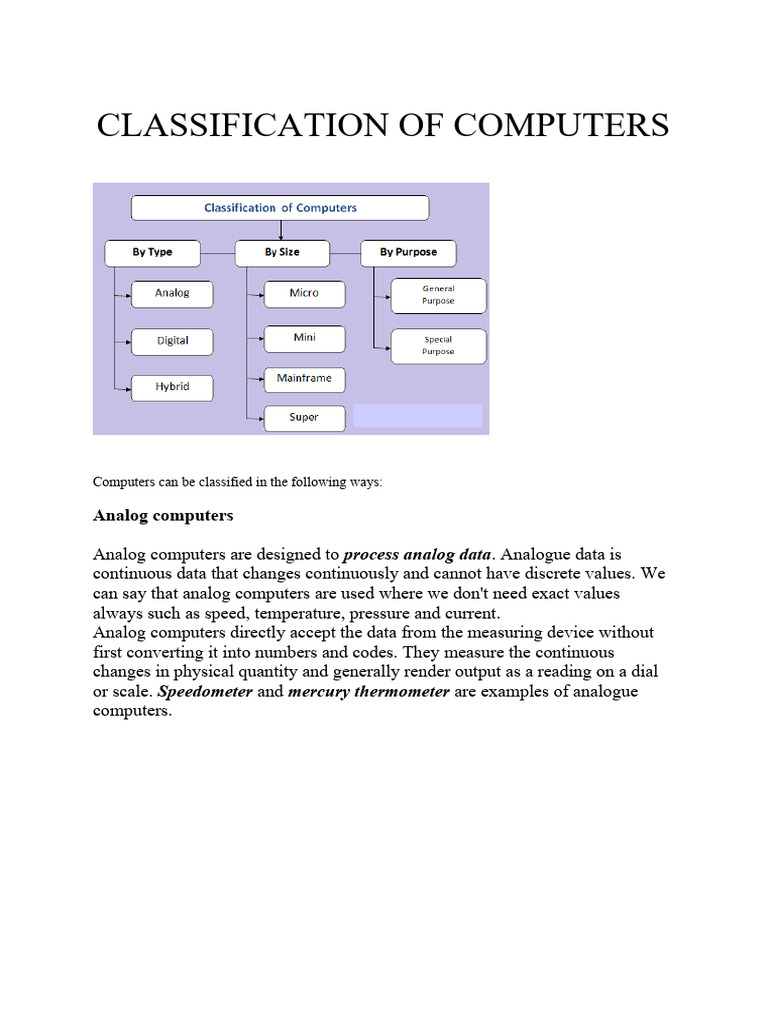 Classification of Computers | PDF | Personal Computers | Workstation