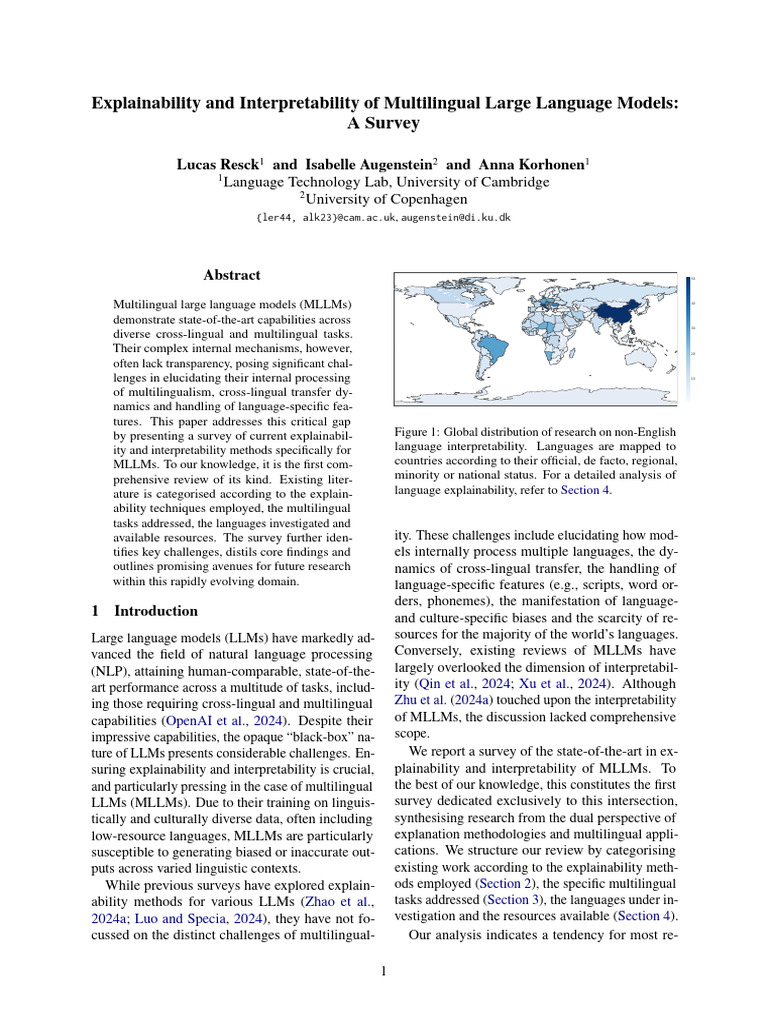 Explainability and Interpretability of Multilingual Large Language Models: A Survey | PDF ...