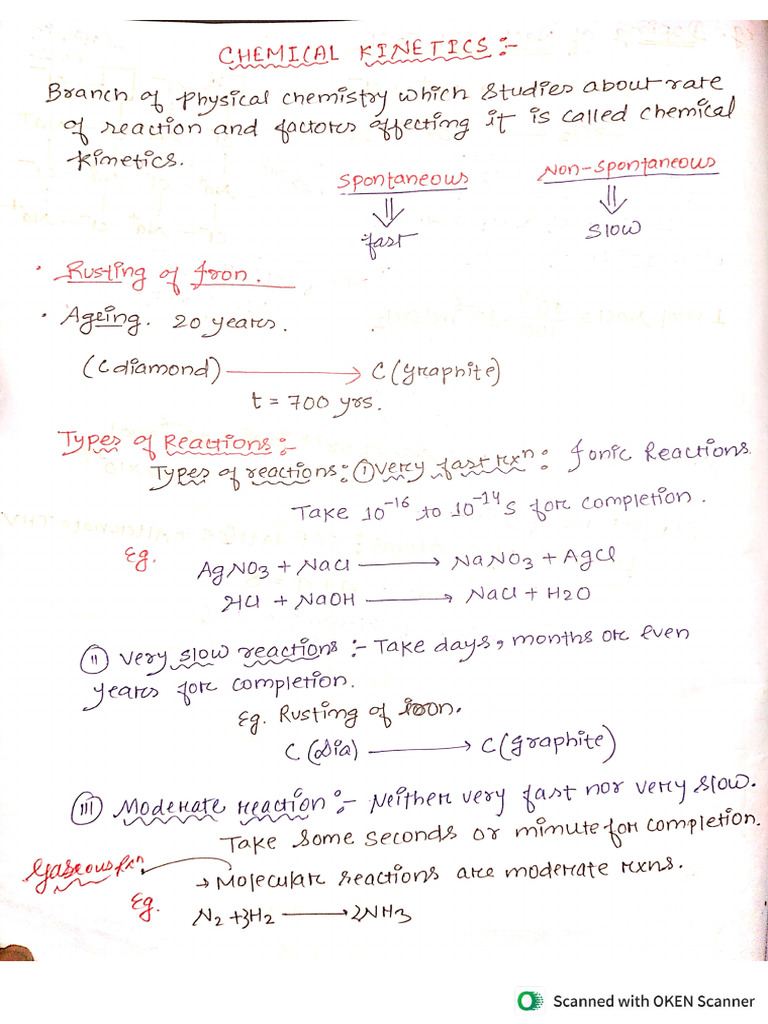 Chemical Kinetics Short Note | PDF