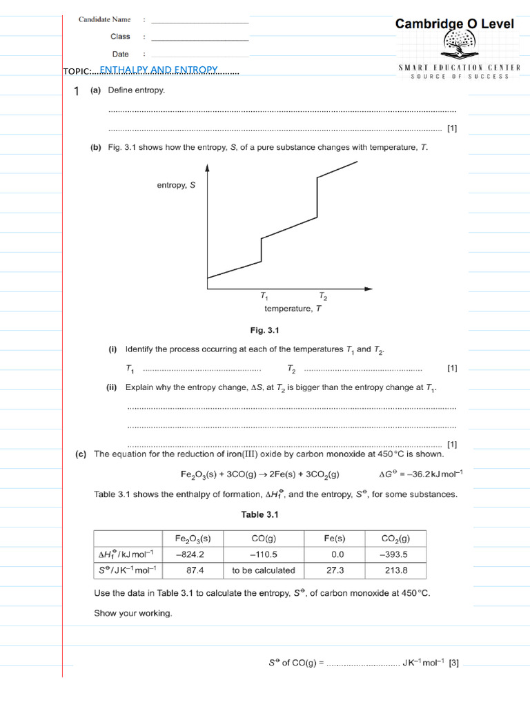 Enthalpy Exam | PDF