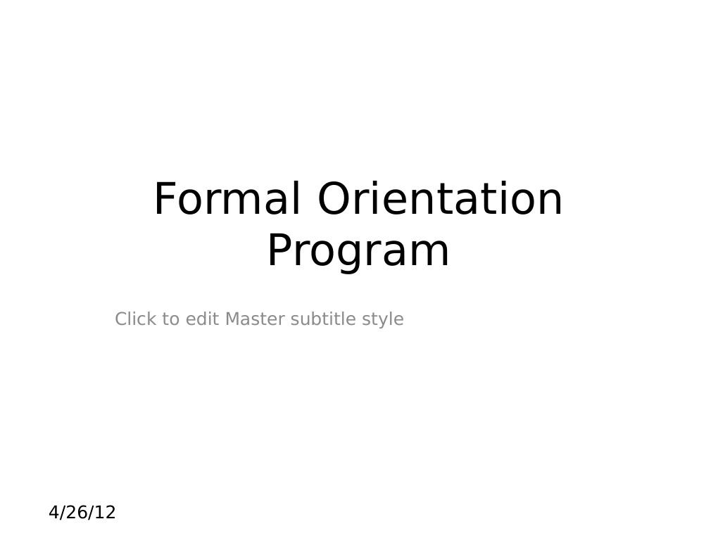 Formal Orientation Program: Click To Edit Master Subtitle Style | PDF ...