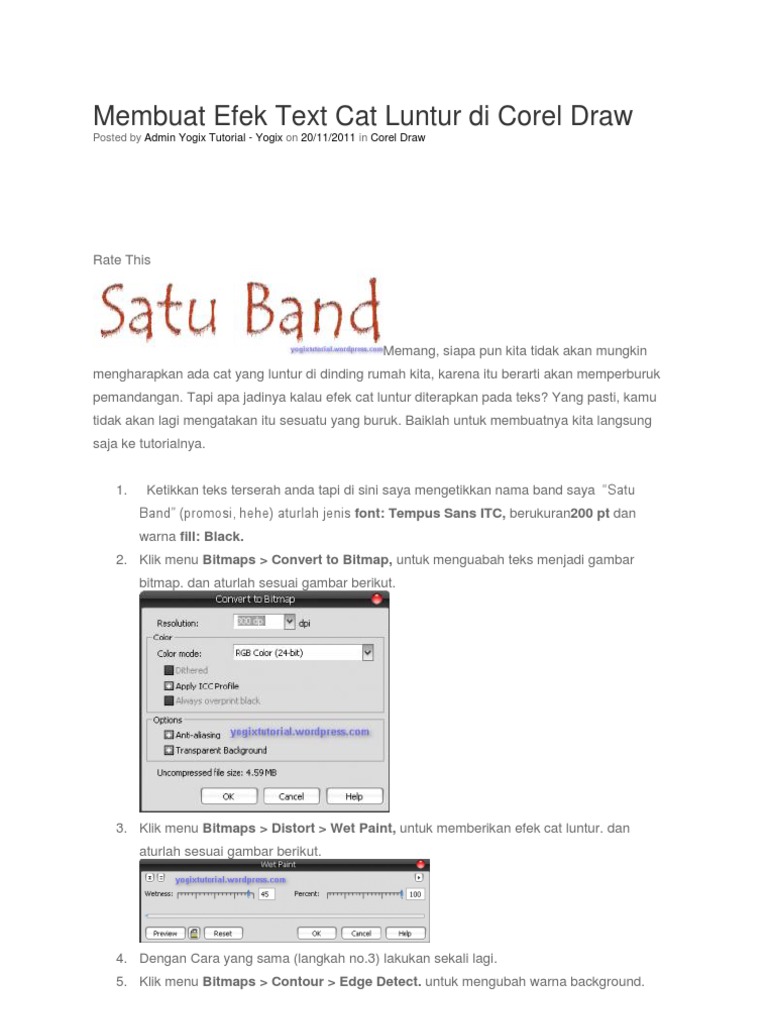 Efek Teks Cat Luntur di Corel Draw | PDF
