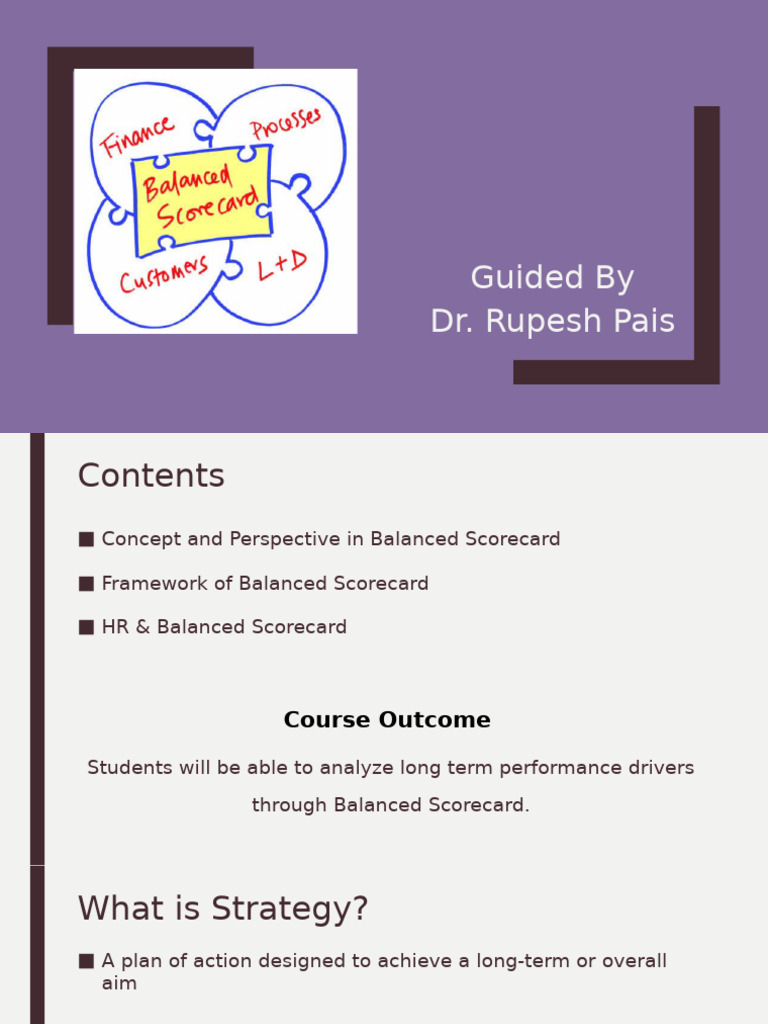 Balanced Scorecard Framework Overview | PDF | Strategic Management ...