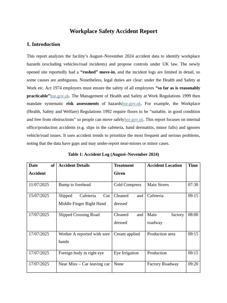Workplace Safety Accident Analysis 2024 | PDF | Occupational Safety And ...