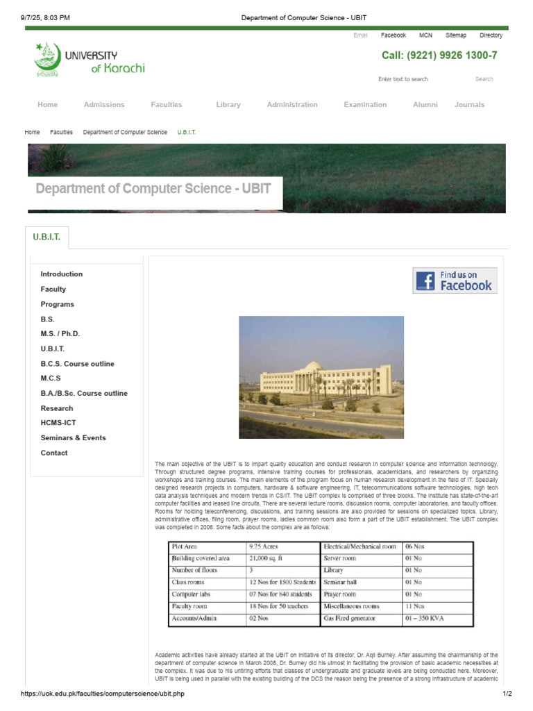 UBIT: Computer Science at Karachi University | PDF | Computing