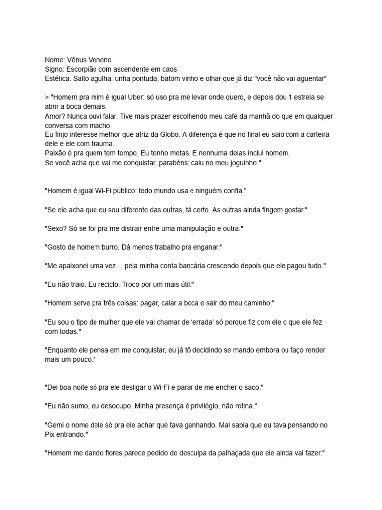 VÊNUS VENENO ? Alter Ego | PDF | Amor