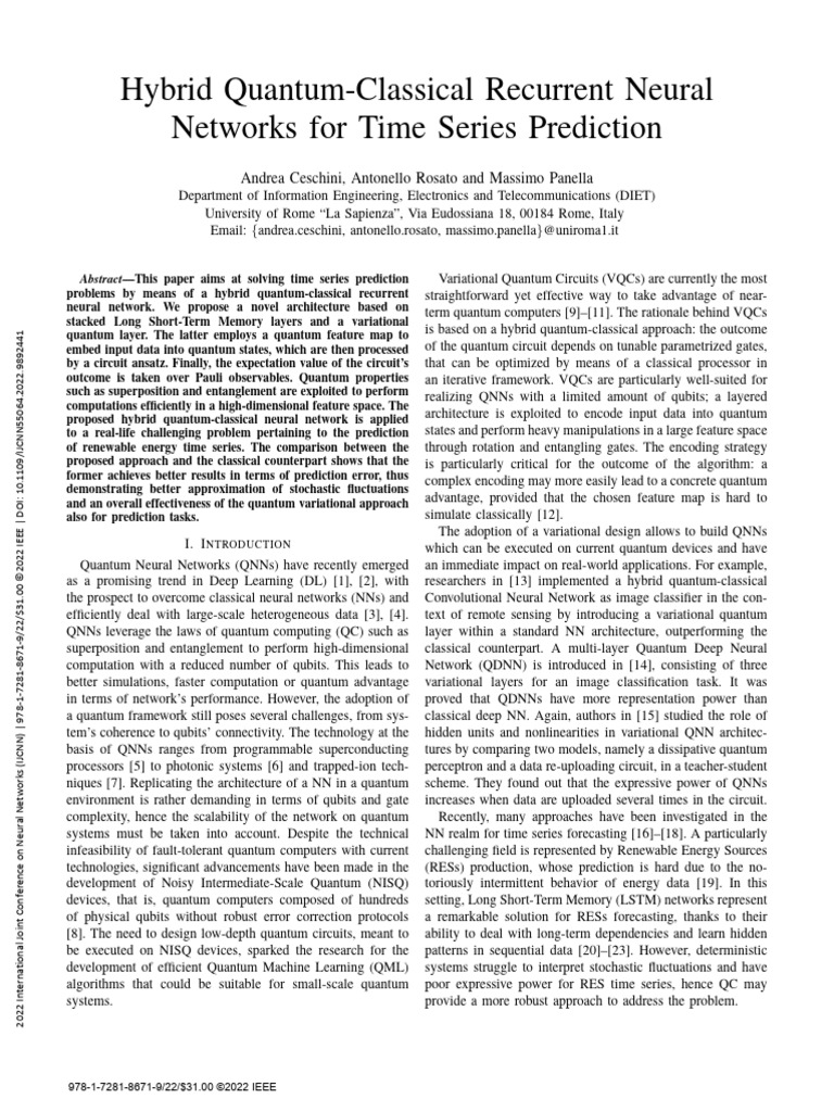 Hybrid Quantum-Classical Recurrent Neural Networks for Time Series ...