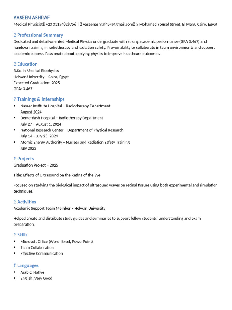 Yaseen Ashraf CV ATS | PDF