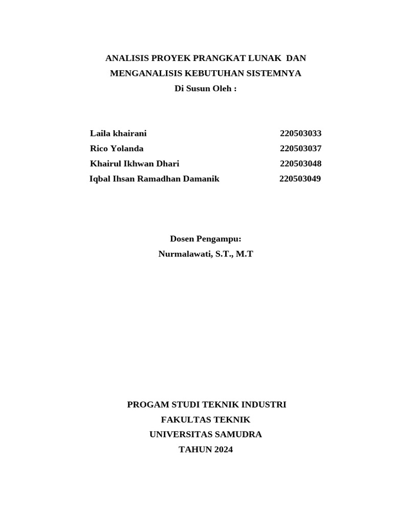 Analisis Proyek Prangkat Lunak Dan Menganalisis Kebutuhan Sistemnya | PDF