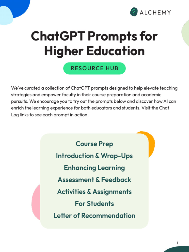 ChatGPT Prompts for Educators | PDF | Learning | Cognition