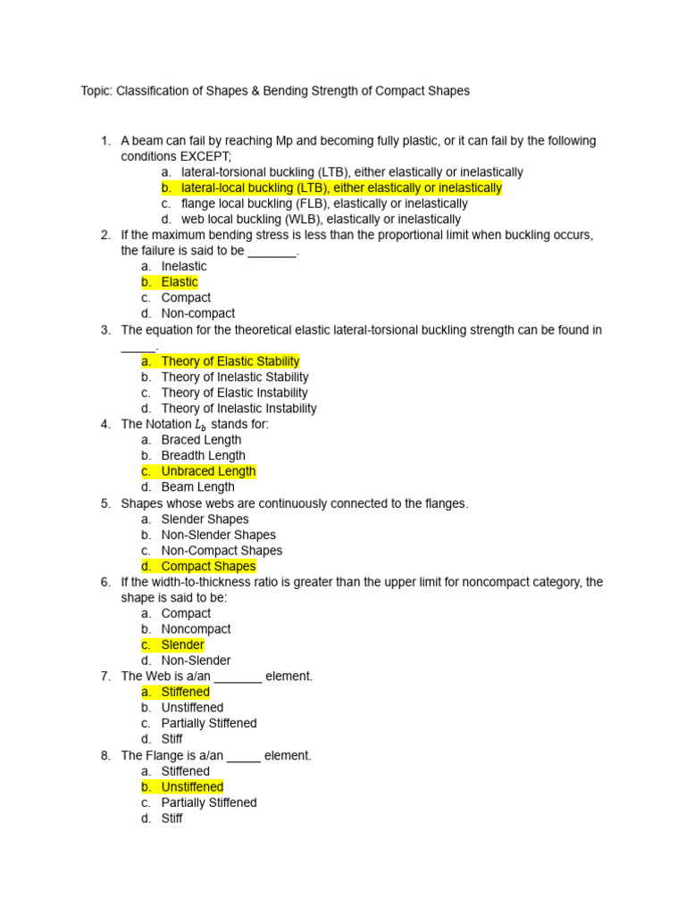 Shape Classification & Bending Strength | PDF | Buckling | Bending