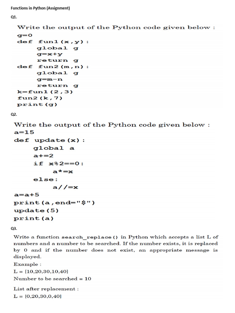 Functions Assignment 1 | PDF