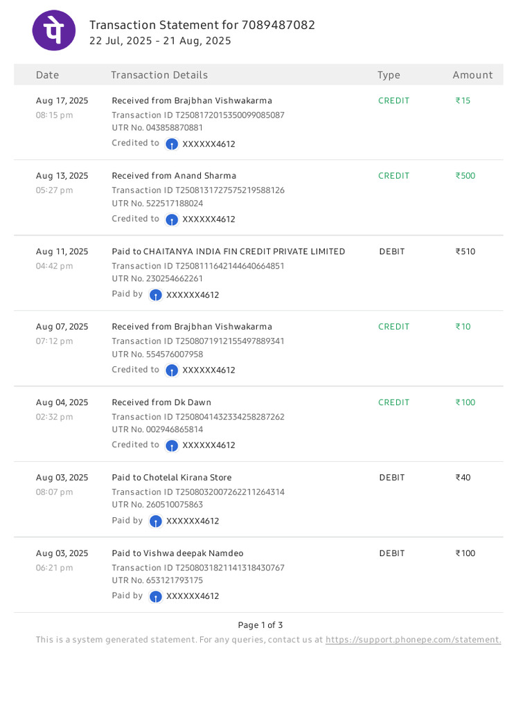PhonePe Statement Jul2025 Aug2025 | PDF