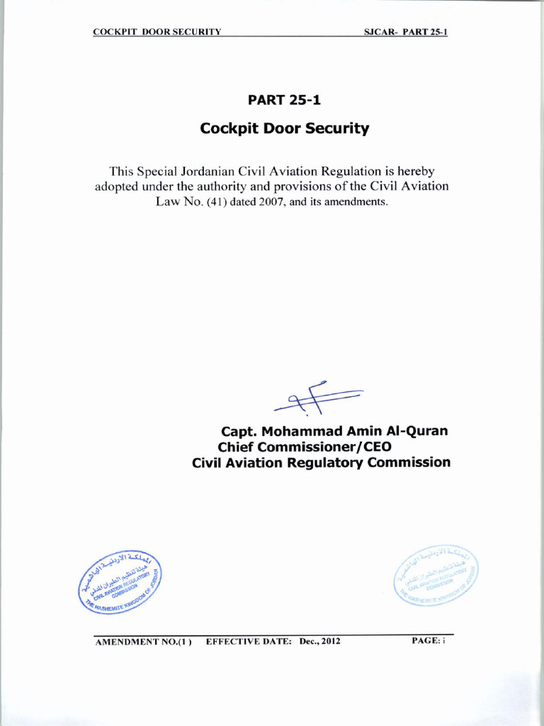 Cockpit Door Security Regulations | PDF | Cockpit | Airplane