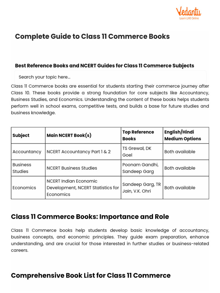 Complete Guide To Class 11 Commerce Books | PDF