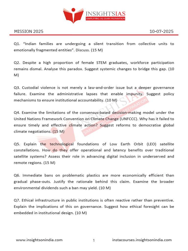 Insta Secure 2026 Secure 10 July 2025 QP | PDF